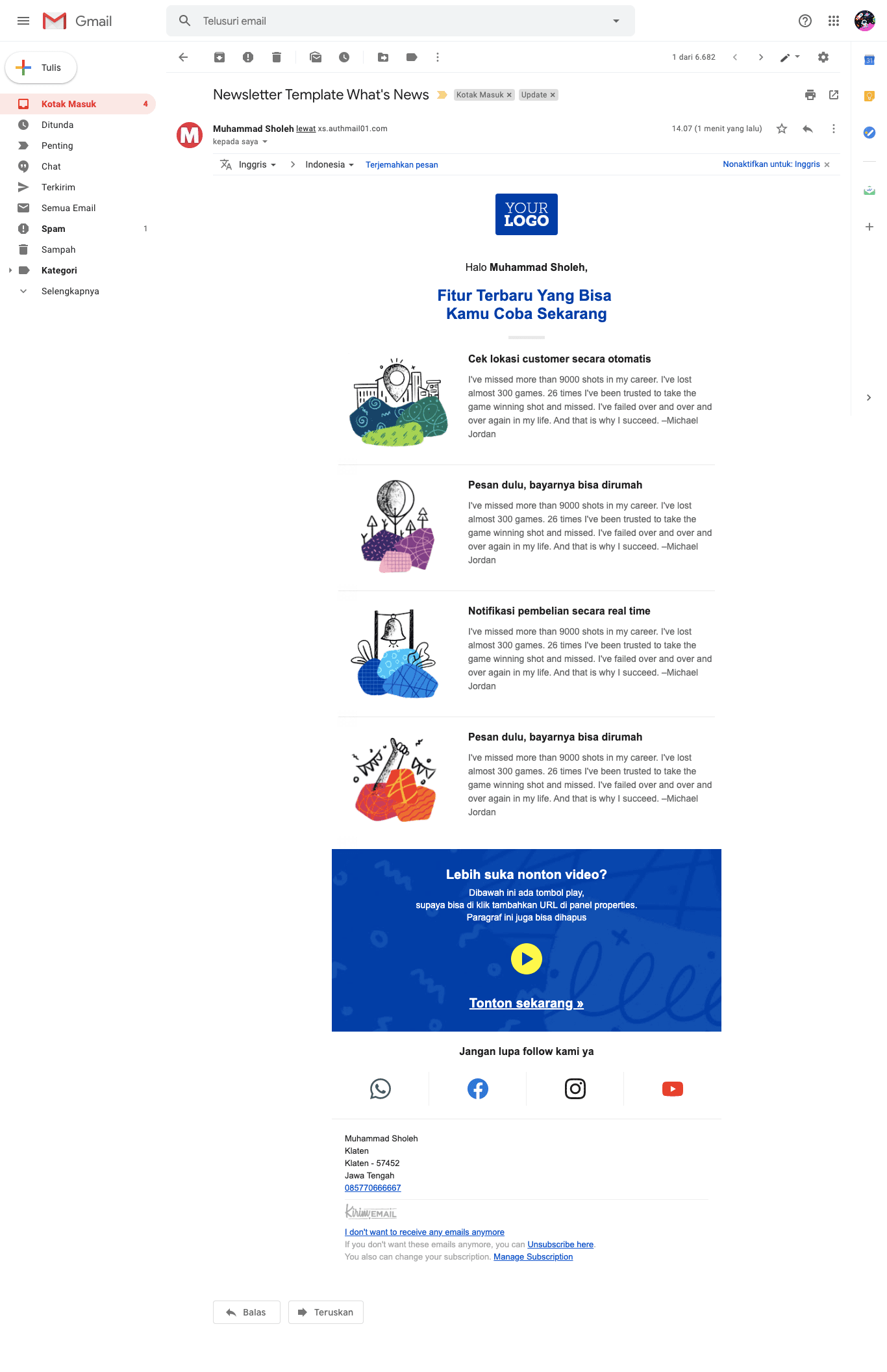 Email Newsletter Template - Desain Keren dan Gratis Untuk Perusahaan